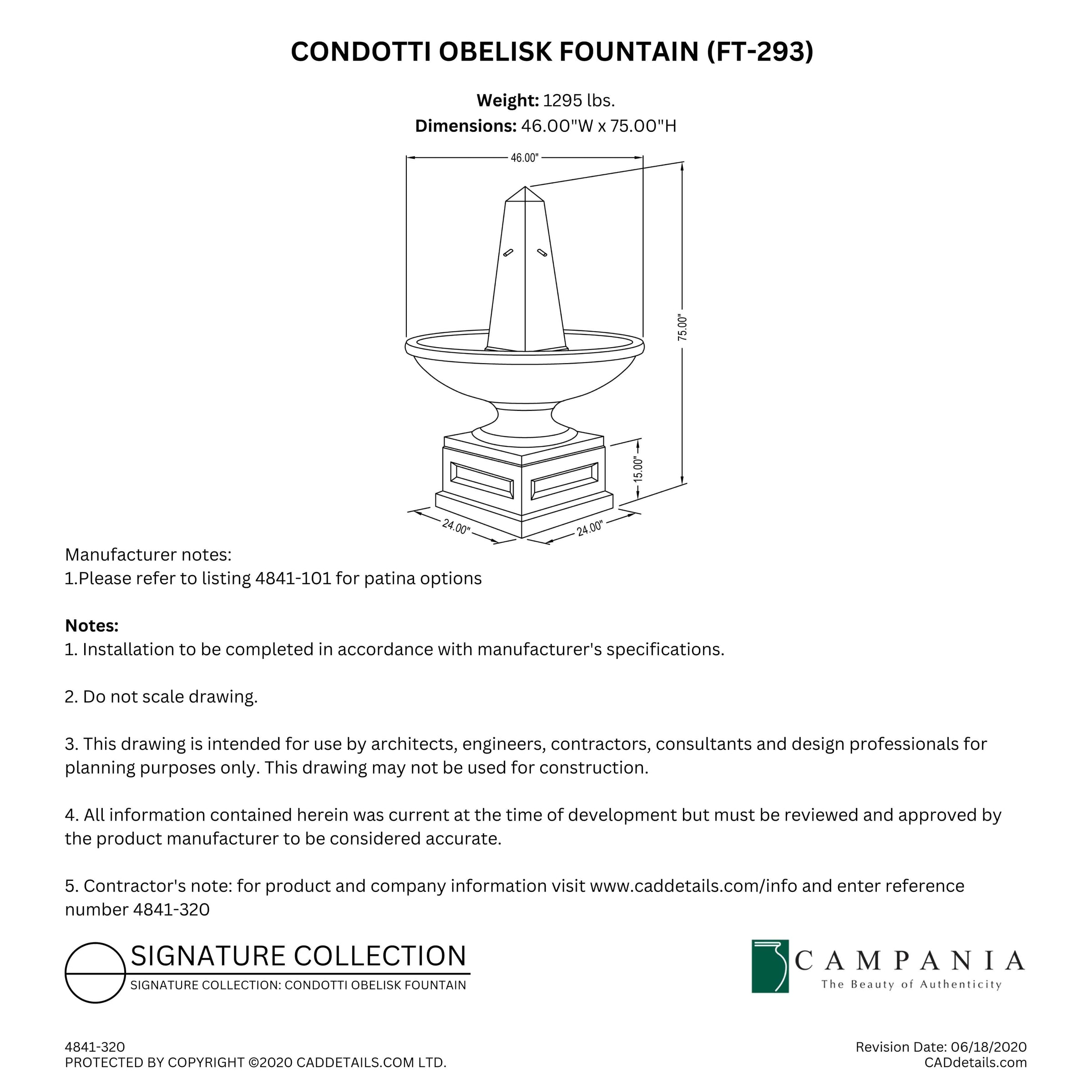 Condotti Obelisk Fountain by Campania【A Backyard You Deserve】 — The ...