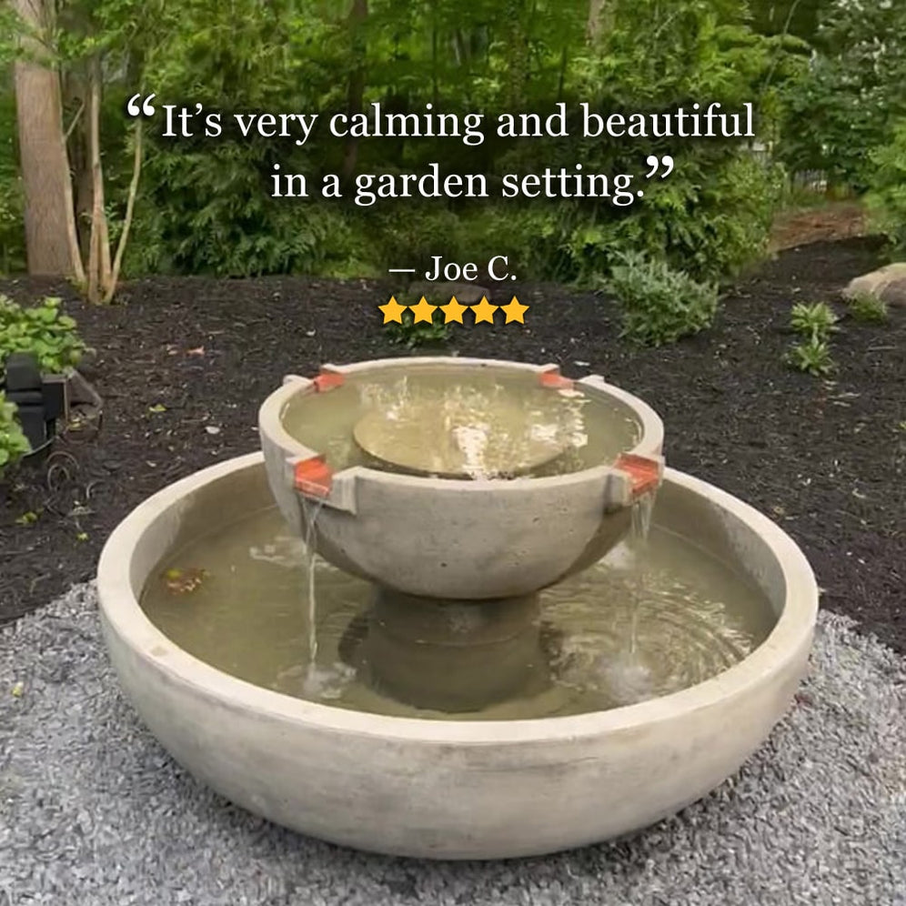 Del Rey Fountain | Large Serene Cascading Bowl Fountain — The Blissful ...