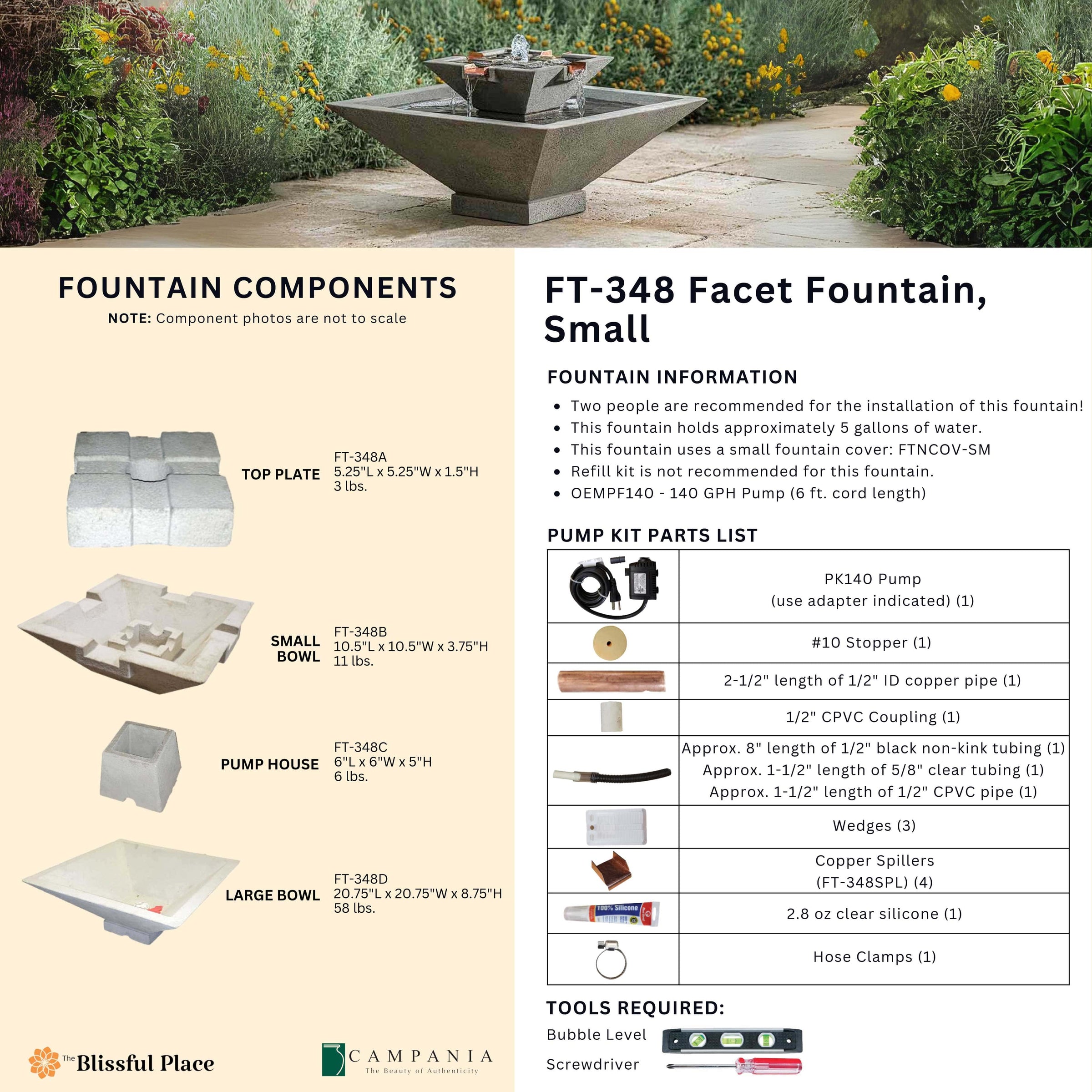 Small Facet Fountain Campania【Transform Your Space】 — The Blissful Place