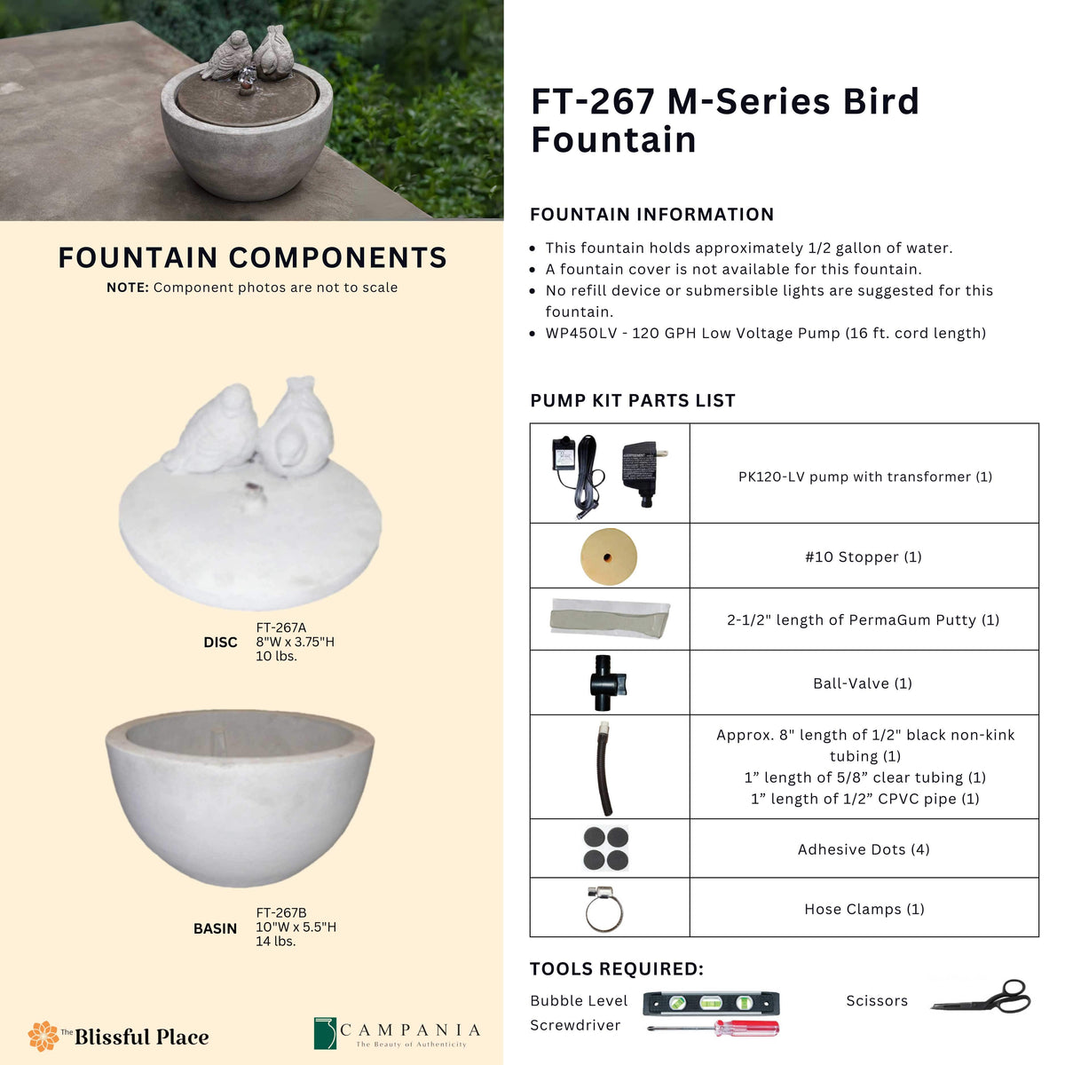 M-Series Bird Fountain Campania International — The Blissful Place