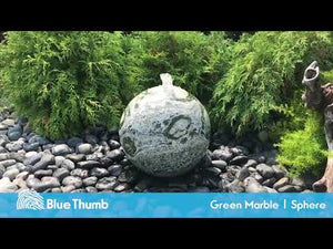 16" Green Marble Sphere Fountain Blue Thumb — The Blissful Place