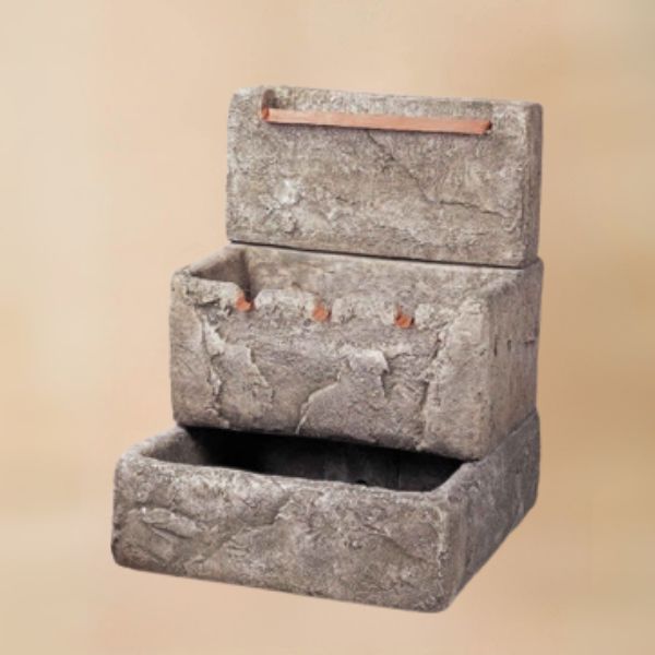 Three Tier Cistern Fountain with Copper Overflow — The Blissful Place